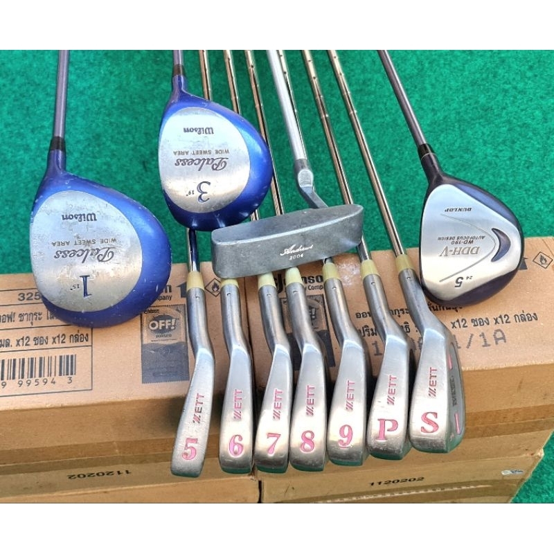Sale 3.3:ไม้กอล์ฟมือสอง ชุดสตรีกอล์ฟญี่ปุ่นมือสอง ครบชุด เหล็ก ZETT ...