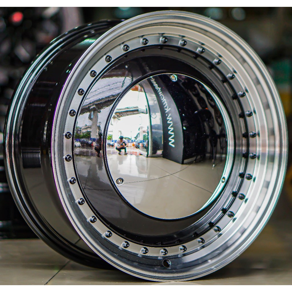 ล้อแม็กใหม่หมูกระทะ Ret Rew 5รู100/114 ดำขอบเงา 8-18นิ้ว | Shopee Thailand