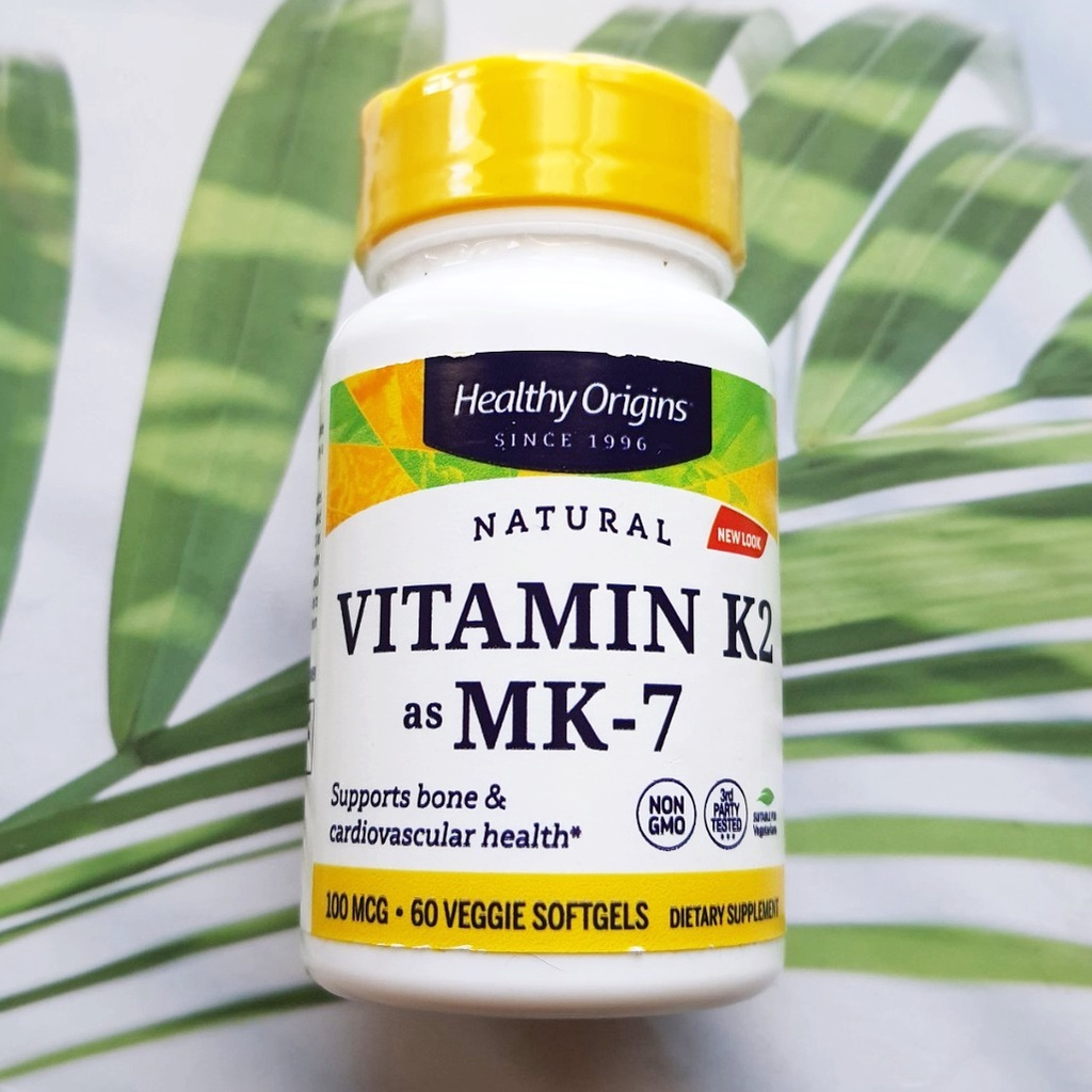 Vitamin K2 as MK-7 Natural 100 mcg 60 Veggie Softgels (Healthy Origins ...