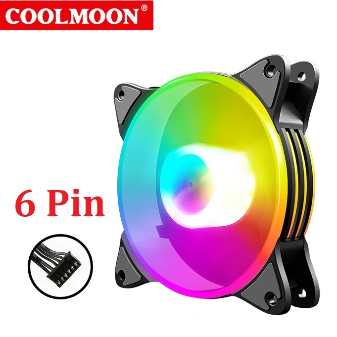พัดลมเคส Coolmoon Magic Moon RGB 6Pin 120mm. | Shopee Thailand