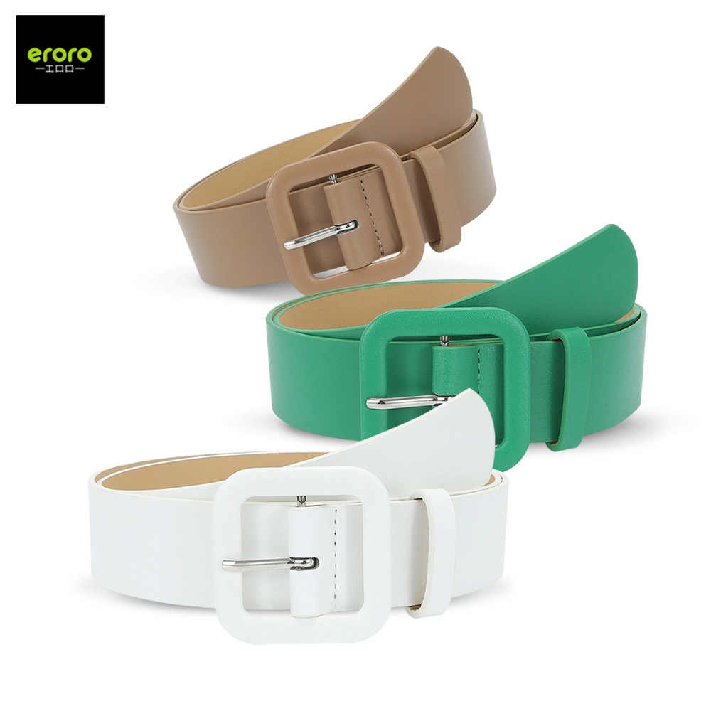ERORO เข็มขัดหนังพียู เข็มขัดแฟชั่นหลากสี สำหรับผู้หญิง | Shopee Thailand