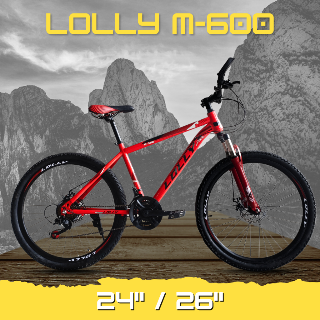 จักรยานเสือภูเขา วงล้อ 24 และ 26 นิ้ว LOLLY รุ่น M600 ระบบเกียร์ 21 Sp. สีแดง | Shopee Thailand