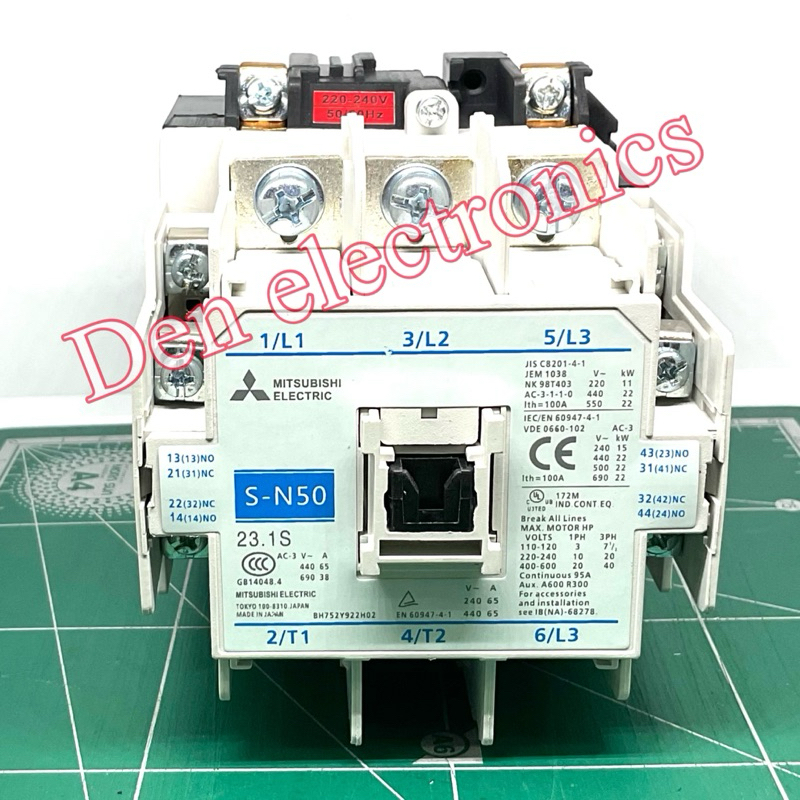 S-N50 MITSUBISHI MAGNETIC CONTACTOR 220-240V 100A แมกเนติก คอนแทกเตอร์ ...