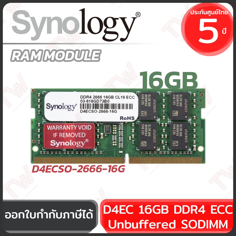 Synology RAM Module DDR4 ECC Unbuffered SODIMM for NAS 16GB (D4ECSO ...