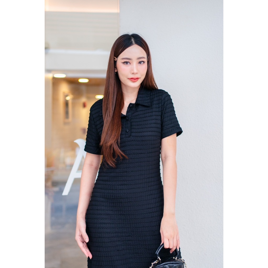 [พิมพ์โค้ด SISDEC ลด 60.- ] M1193 NEW Arrivals เดรสยาวทรงสวย สินค้าพร้อมส่ง กระดุมปั้มผ้าในตัว ...