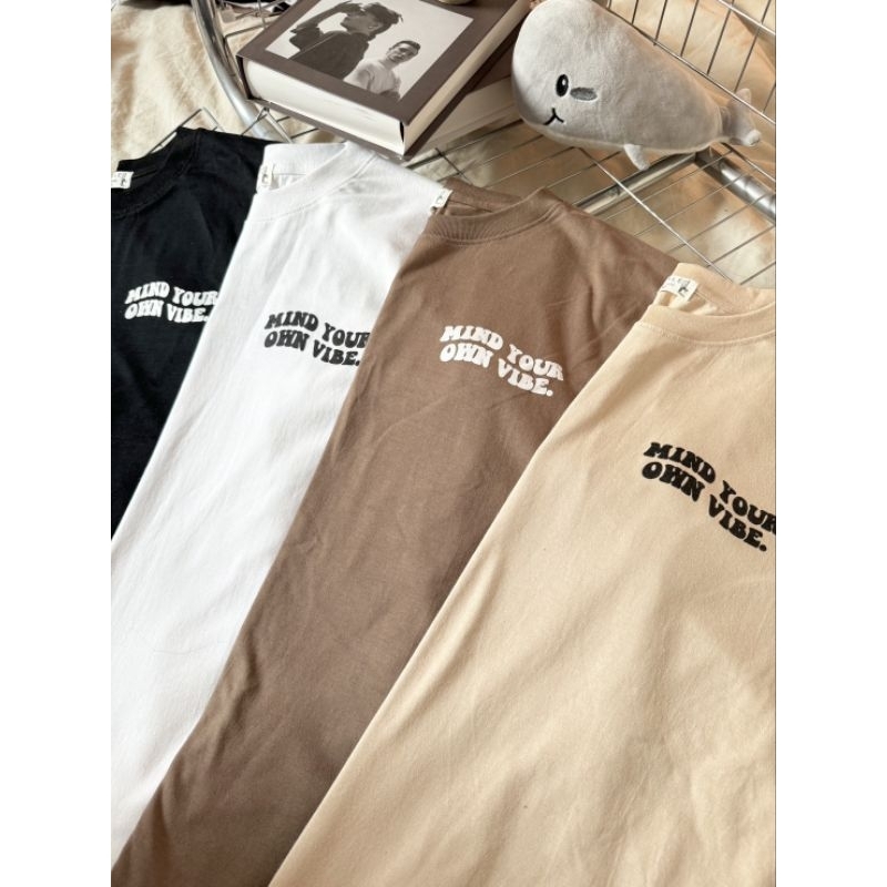 LAYLY เสื้อยืดโอเวอร์ไซส์ลาย MIND YOUR อก44-46นิ้ว (ป้าย WHALE ...