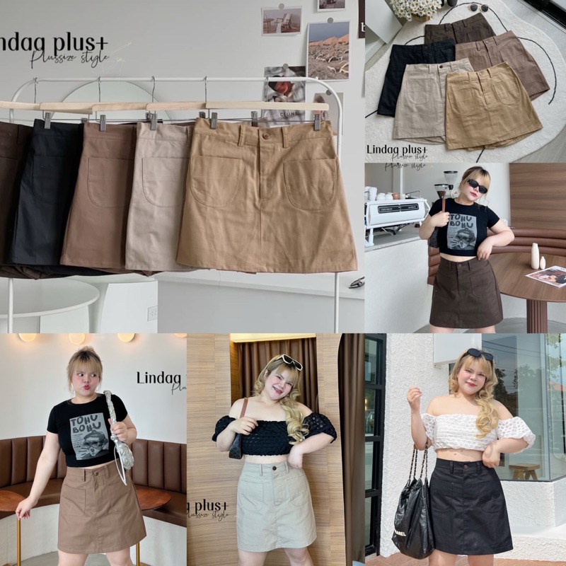 Linn กระโปรงกางเกง (รุ่นกระเป๋าU) กระโปรงสาวอวบ เอว32-46นิ้ว | Shopee Thailand