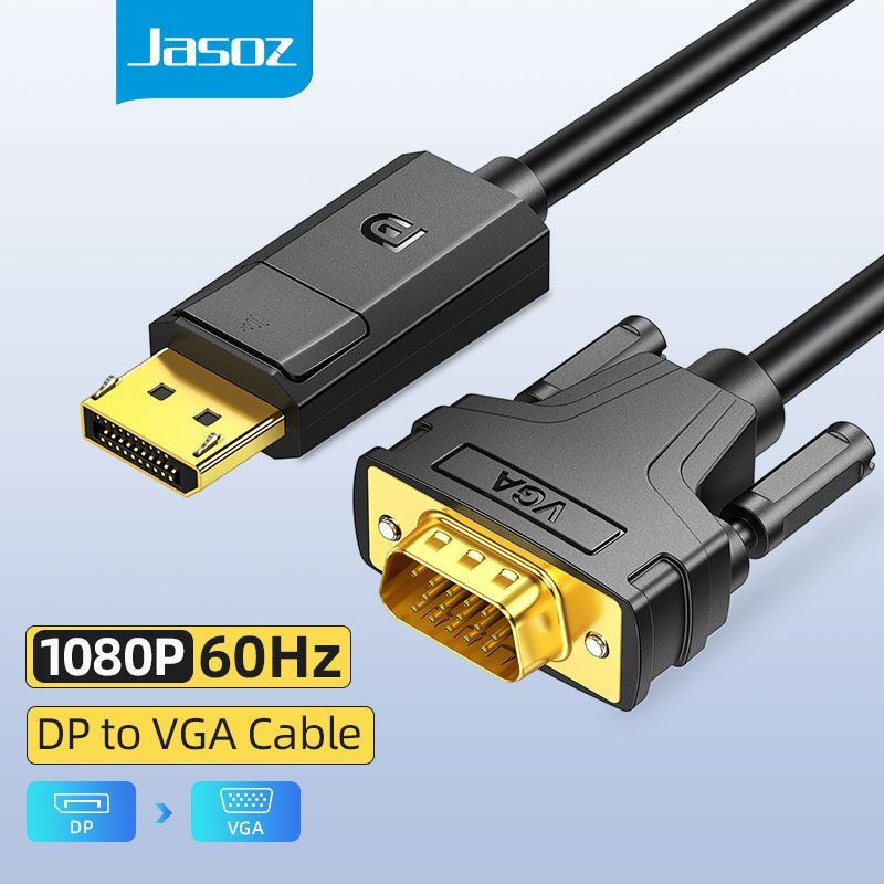 ⚡COD⚡Jasoz สาย DP to VGA Cable ตัวผู้ เป็น ตัวผู้ สีทอง สําหรับหน้าจอ ...