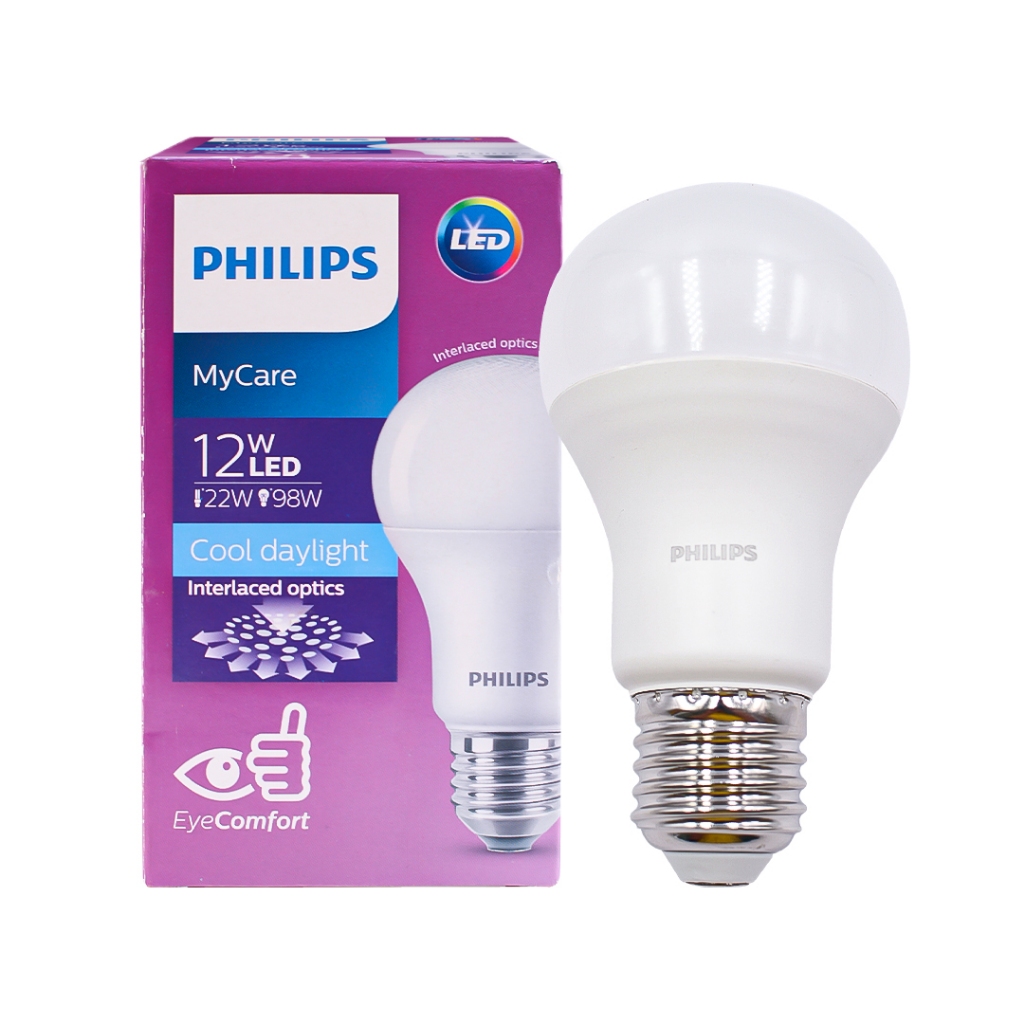 PHILIPS หลอดไฟ LED 12w ขั้ว E27 แสงขาว Daylight รุ่น MyCare | Shopee Thailand