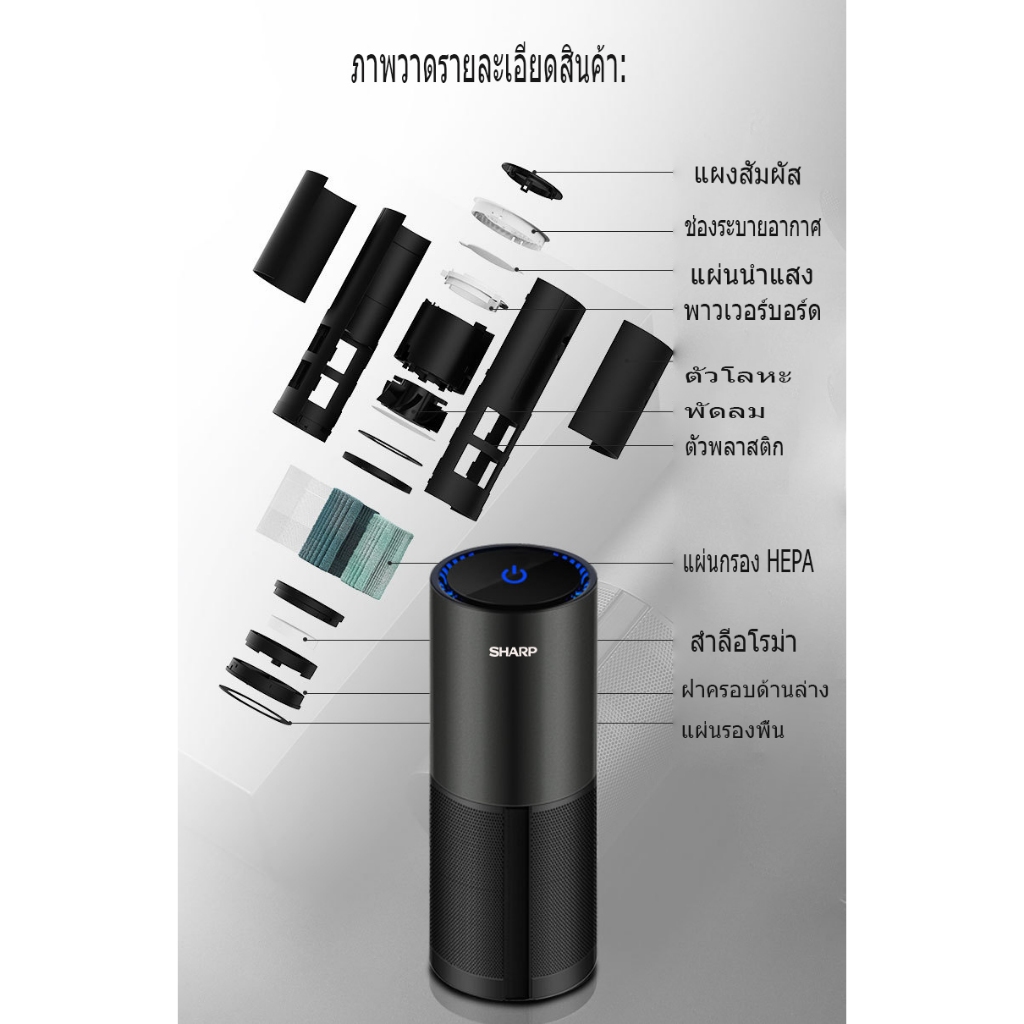 Sharp เครื่องฟอกอากาศ Air Purifier PM2.5 ไอออนลบ กำจัดกลิ่น ดับกลิ่น ควัน กลิ่น น้ำมันหอมระเหย ...