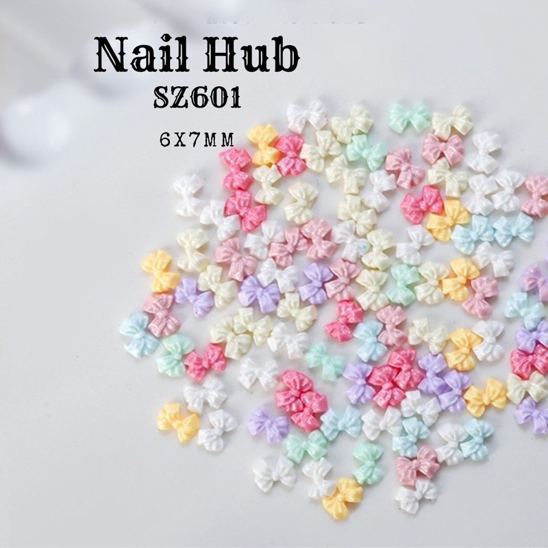 AC.199 แพ็ค 10 ชิ้น โบว์เรซินติดเล็บ3D สีพาสเทลชิมเมอร์ น่ารักมาก รหัส ...