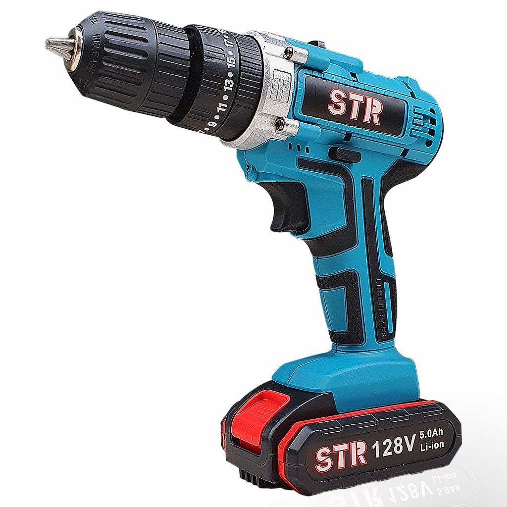 STR สว่าน 3 ระบบ สว่านไร้สาย สว่านแบตเตอรี่ 128V เจาะไม้ เจาะปูน เจาะเหล็ก ขันน็อตสกรู ปรับซ้าย ...