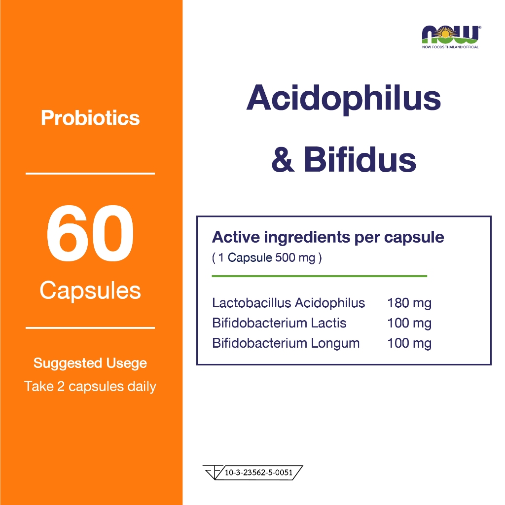 Now Foods 8 Billion Acidophilus & Bifidus Probiotic 60/120 VCaps นาวฟู ...