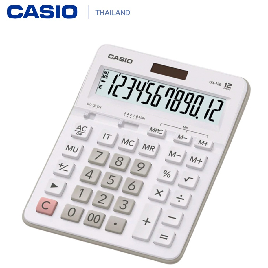 Casio เครื่องคิดเลขตั้งโต๊ะ 12 หลัก (ของแท้) GX-12B-WE สีขาว ประกัน 2ปี | Shopee Thailand