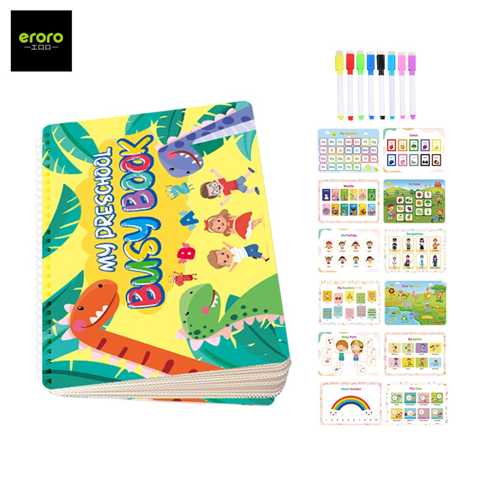 ERORO ชุดหนังสือกิจกรรม สมุดฝึกเขียน สติ๊กเกอร์เวลโคร สมุด3มิติ สำหรับ ...