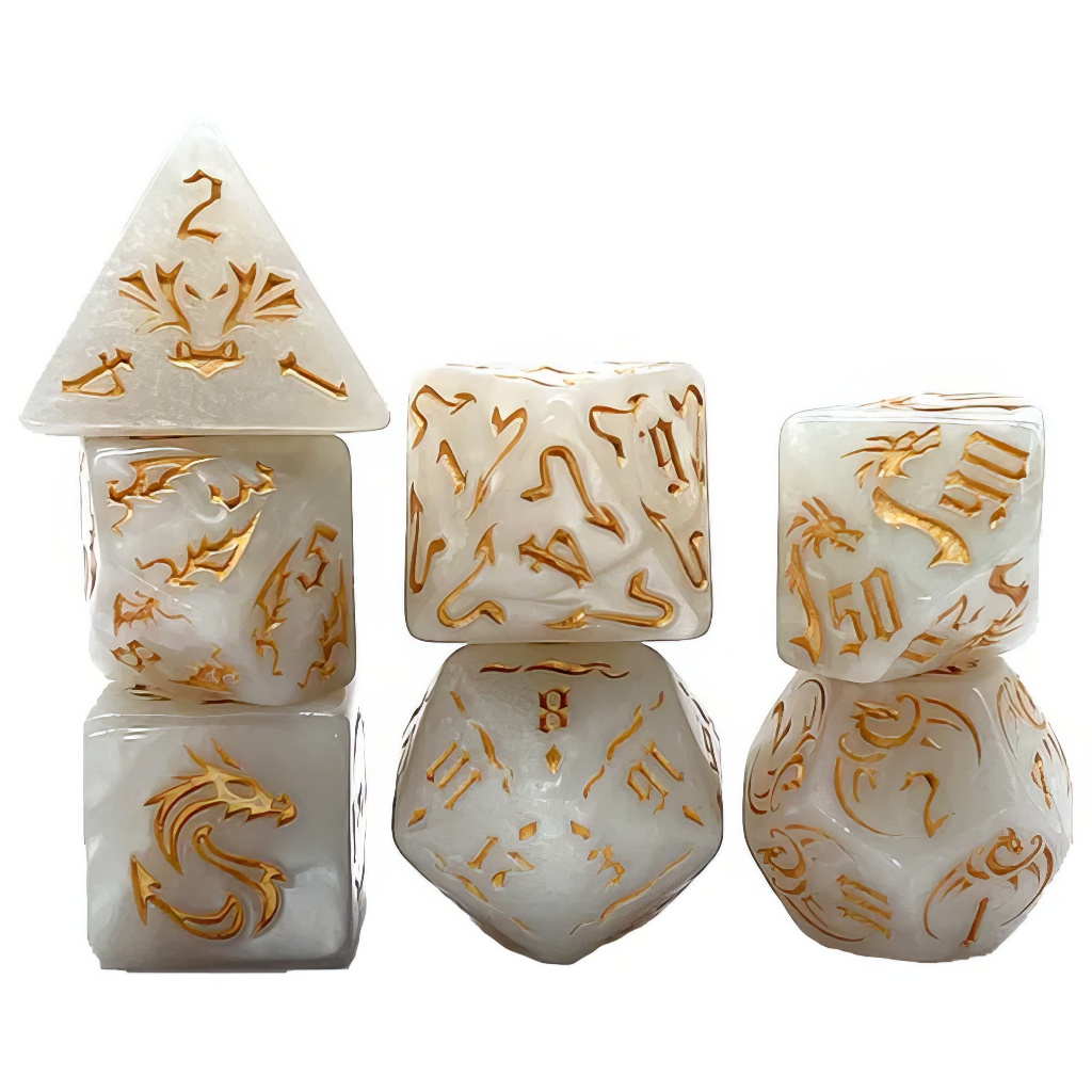 Pearl Dragonstone Dice Set of 7 | ลูกเต๋า Dice For DnD D&D MTG RPG TRPG ...