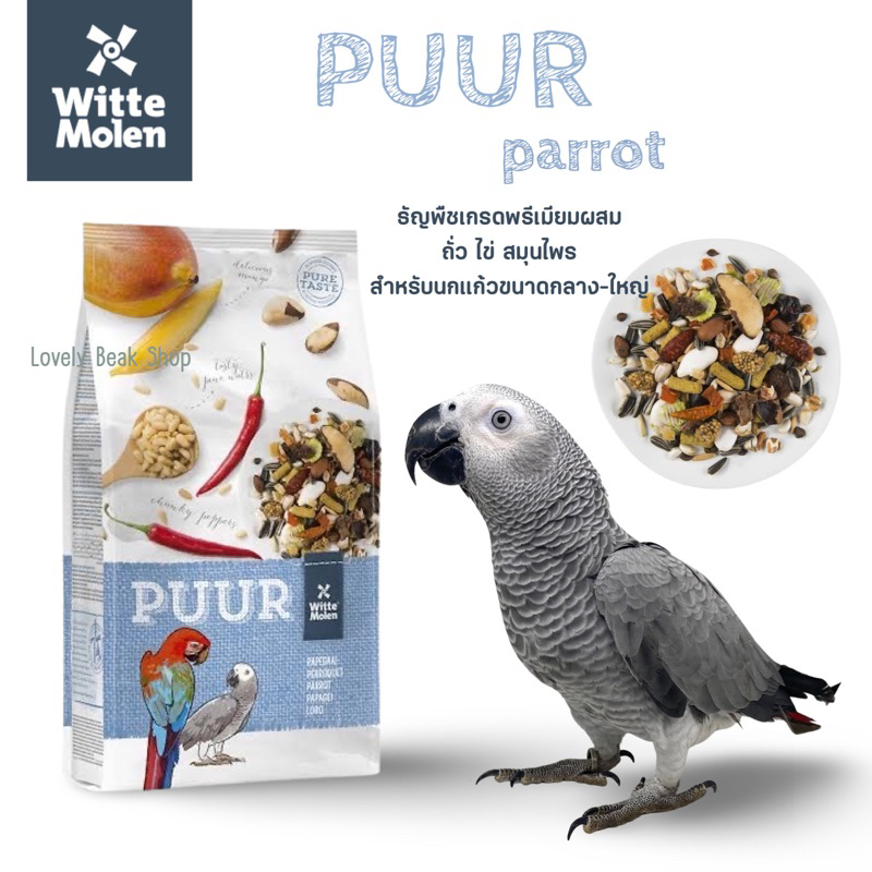 Puur parrot อาหารนกเกรดพรีเมียม ธัญพืชนกเกรดพรีเมียม แอฟริกันเกรย์ มาคอ ...