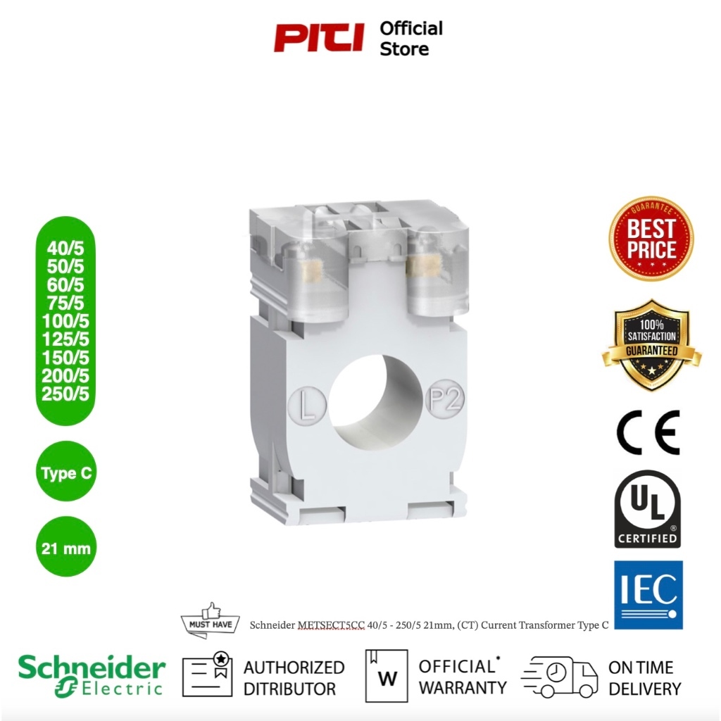 Schneider CT METSECT5CC020 (200/5A) Current Transformer Type-C 21mm (CT ...