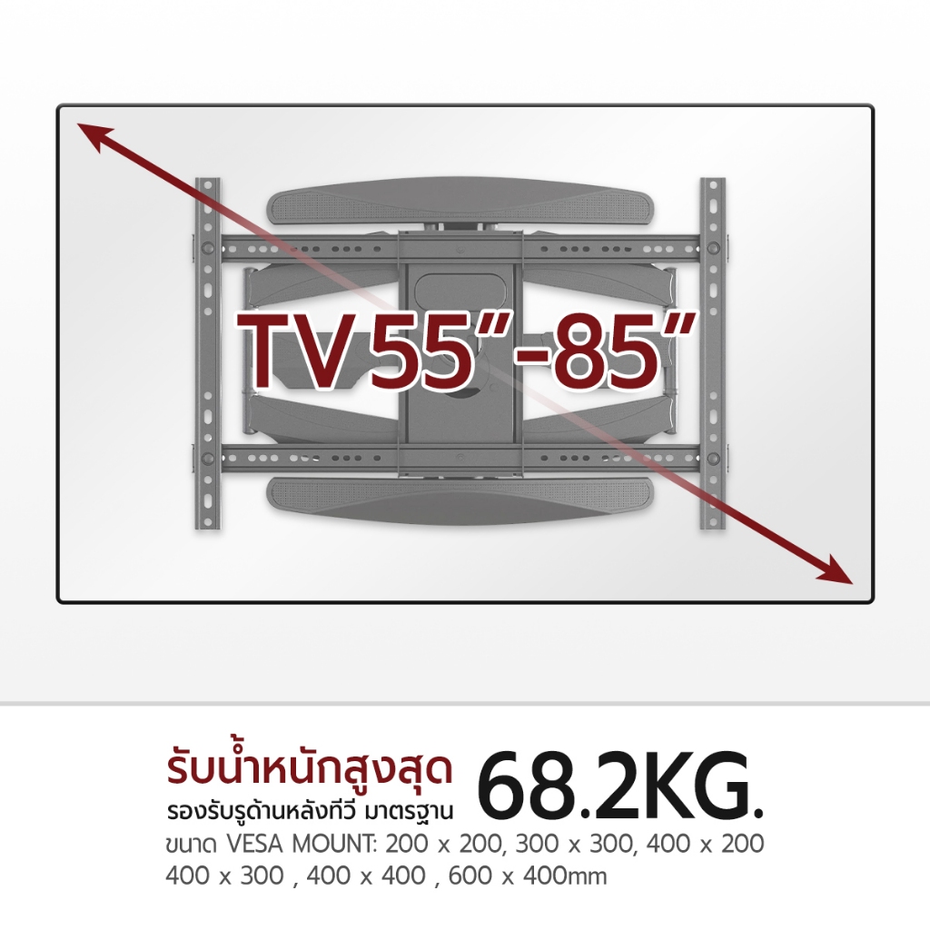 NB P65 / D75 ขาแขวนทีวี 55 - 85 นิ้ว ปรับก้มเงยได้ ขาแขวนทีวีติดผนัง ...
