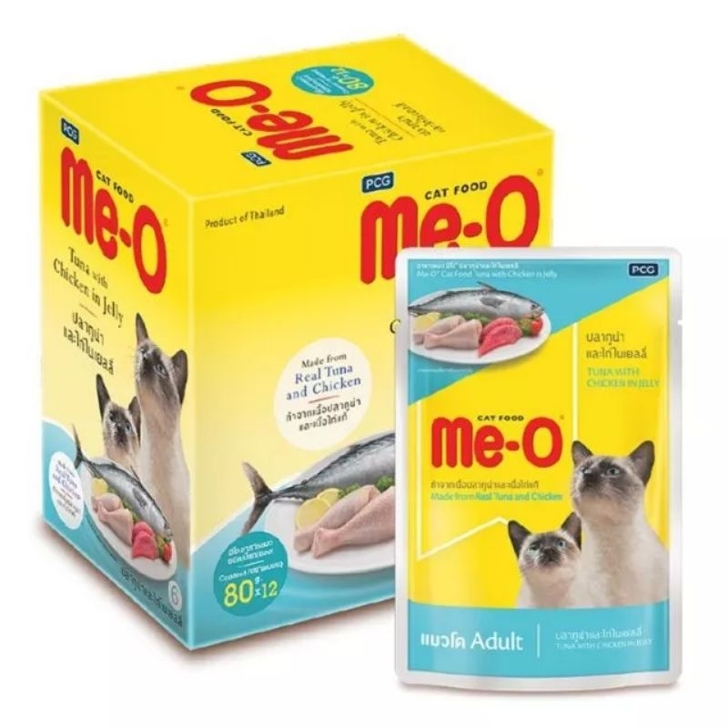 (ยกโหล)มีโอ MeO 12×80g อาหารเปียกแบบซองของแมว | Shopee Thailand