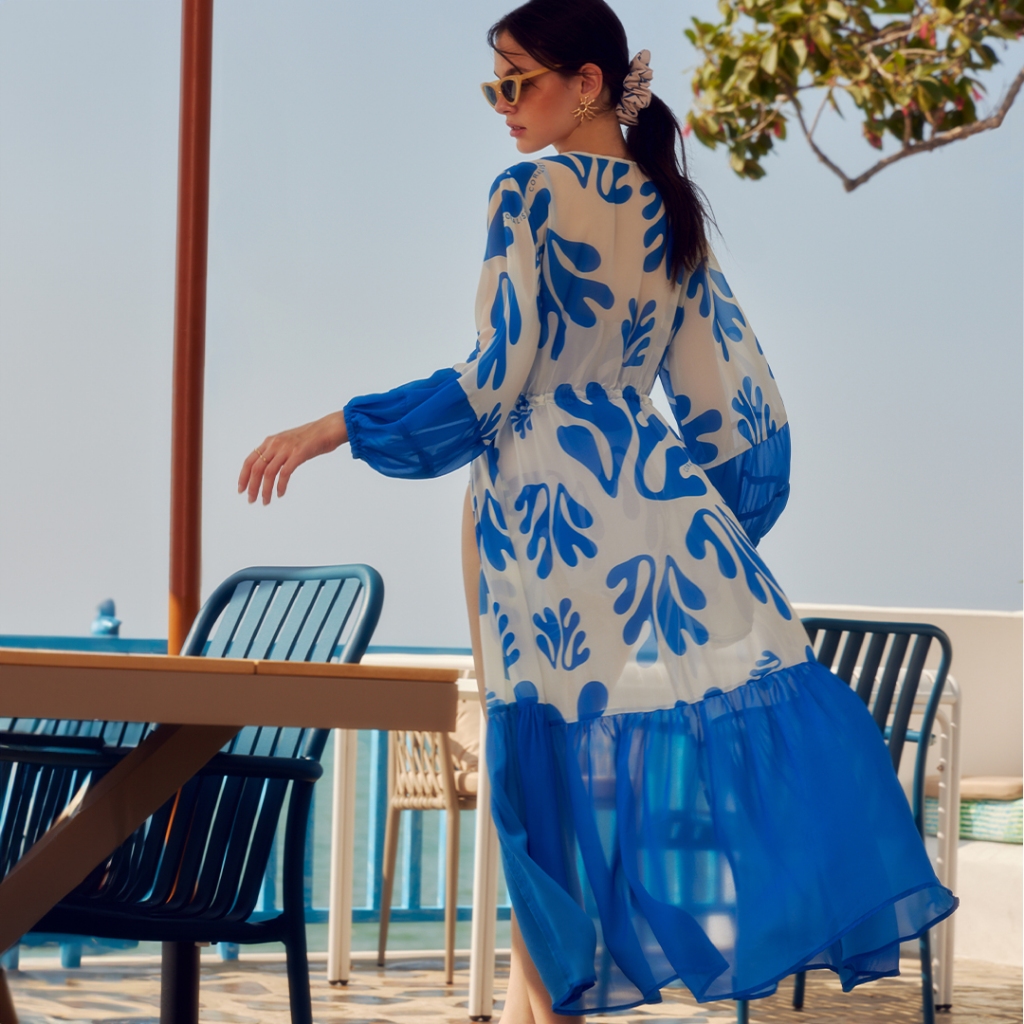 [Coralist Swimwear] ชุดคลุมยาวผ้าชีฟอง รุ่น Ally สี Azure blue (CRBW221 ...