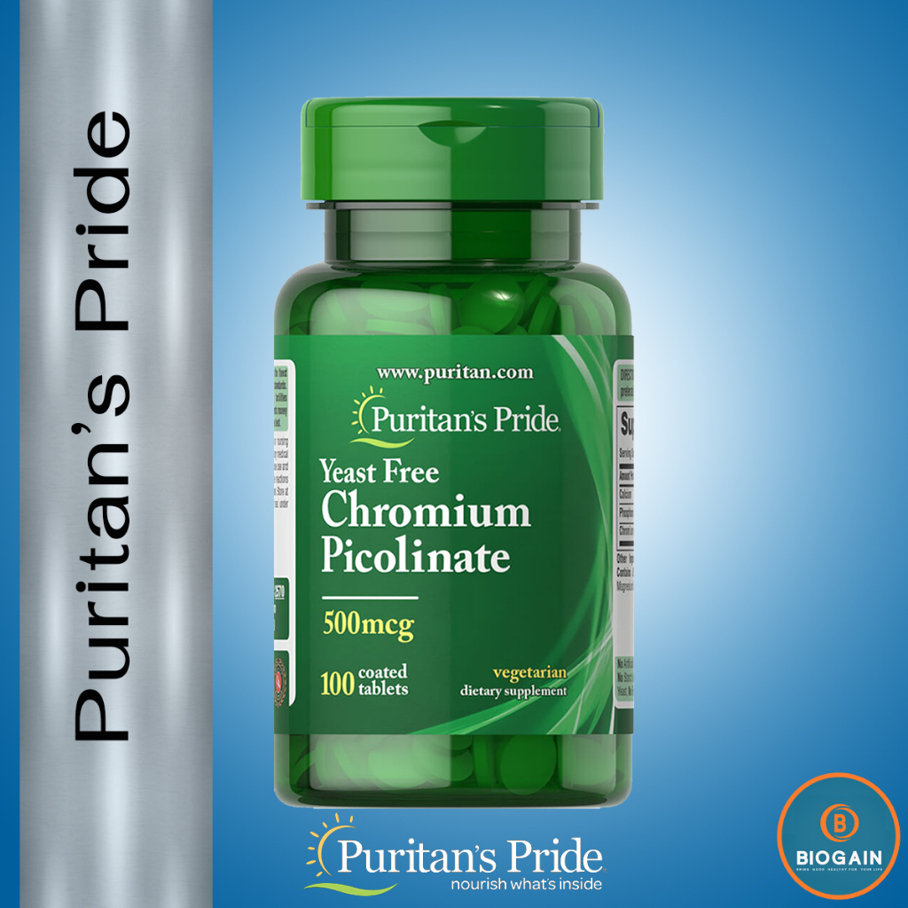 Puritan's Pride Chromium Picolinate 500 mcg Yeast Free / 100 Tablets ...