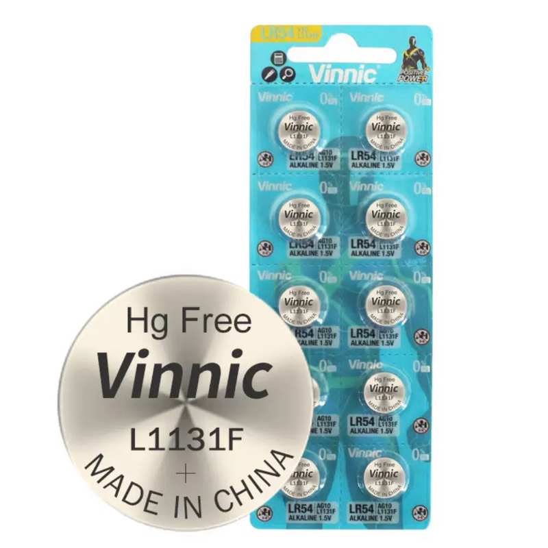 ถ่านVinnic L1131F/L1130/LR54/AG10 alkaline 1.55V 1แผง10ก้อน ของแท้(ออก ...