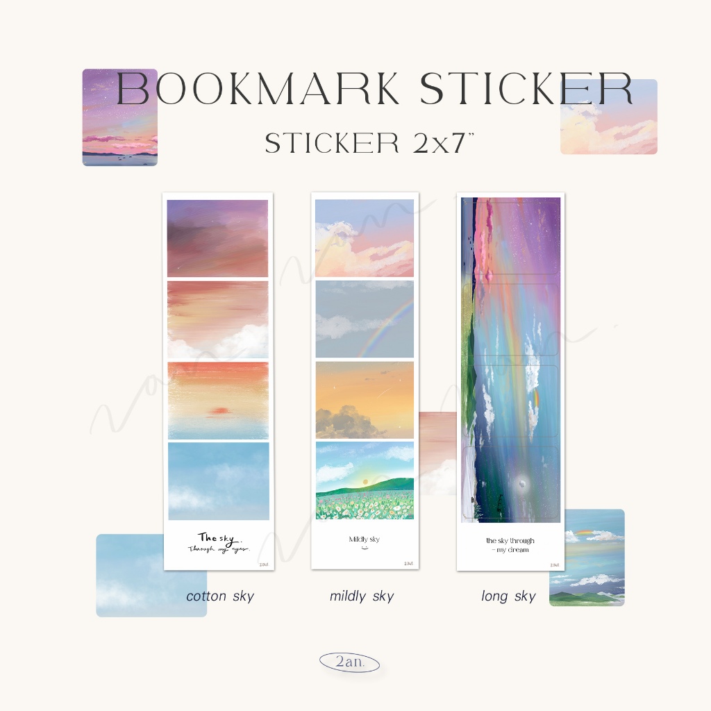 Sticker 2x7" Bookmark Sticker - สติกเกอร์ที่คั่นหนังสือ กันน้ำ 2an ...