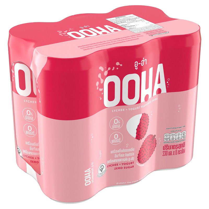 OOHA อูฮ่า เครื่องดื่มโซดากลิ่นลิ้นจี่และโยเกิร์ต ขนาด 330 มล. x 6 ...