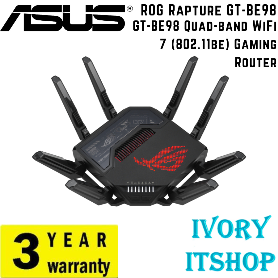 Asus ROG Rapture GT-BE98 GT-BE98 Quad-band WiFi 7 (802.11be) Gaming ...