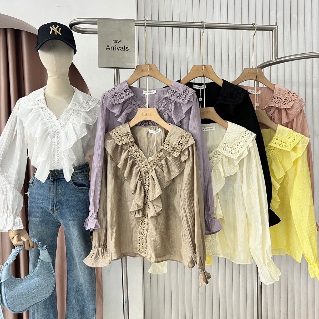 [พิมพ์โค้ด TPZWKCC ลด 60.- ] M1239 เสื้อแขนยาว ดีเทลระบายอก แต่งลูกไม้ ...