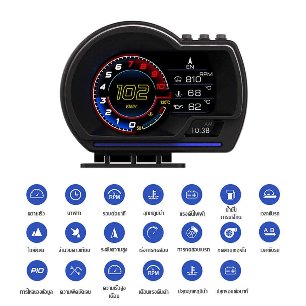 OBD2 สมาร์ทเกจ Smart Gauge Digital Meter/Display P6 Plus + GPS ของแท้เมนูภาษาไทย P6 OBD2+PSI+GPS ...
