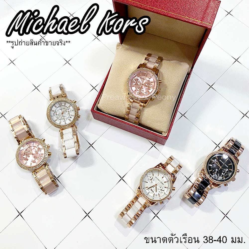 นาฬิกาผู้หญิง MK - Chronograph MK3727 MK3820 สี Pink Gold สายสแตนเลส ...