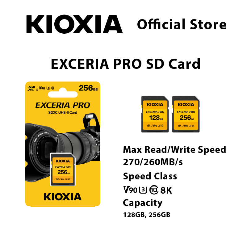 KIOXIA EXCERIA PRO SD Card การ์ดความจำสำหรับกล้องถ่ายรูป 128GB / 256GB C10 U3 V90 A1 4K/8K NPL ...