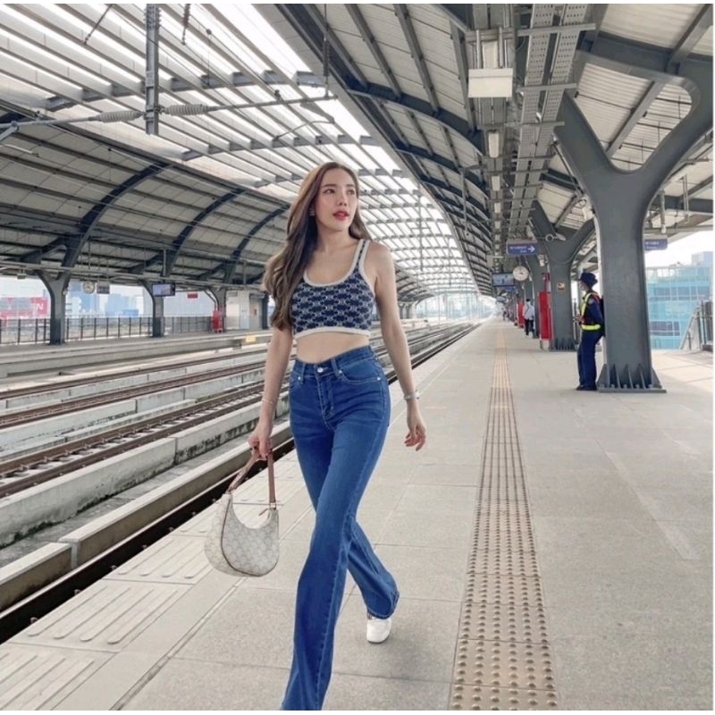 กางเกงยีนส์ขาม้าSARAN | Shopee Thailand