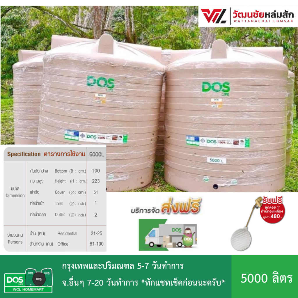 Dos ถังเก็บน้ำ 4000 และ 5000 ลิตร รุ่น Granito (แกรนิตโต้) รับประกัน 20 ปี *ส่งฟรีทั่วไทย ...