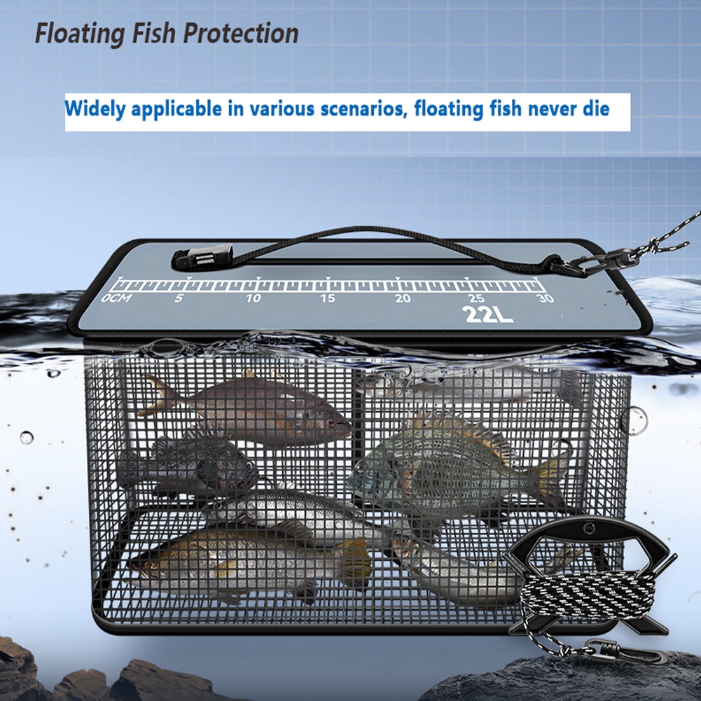 17L/22L/29L FISH GUART NET โลหะ EVA หนาถังปลามีชีวิตอยู่กล่องปลาที่เก็บ ...