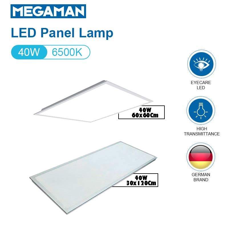 MEGAMAN โคมไฟ LED panel 40W สี่เหลี่ยม ฝังฝ้า ขอบขาว (60*60cm),(30 ...