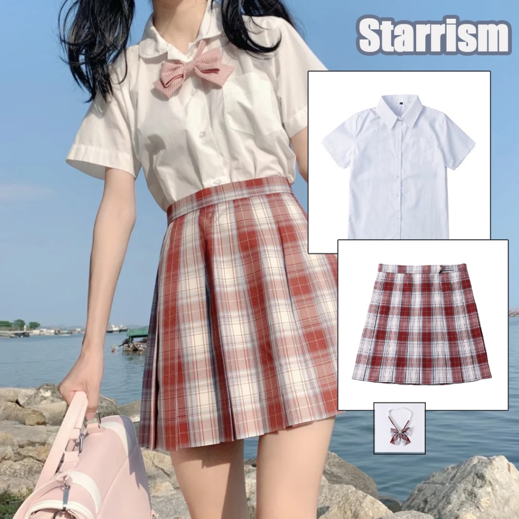 #Starrism# กระโปรงพลี ลายสก๊อตน่ารัก ผอมเพรียว กระโปรงลายสก๊อต กระโปรงพลีทแบบสั้น Jk กระโปรงสั้น ...