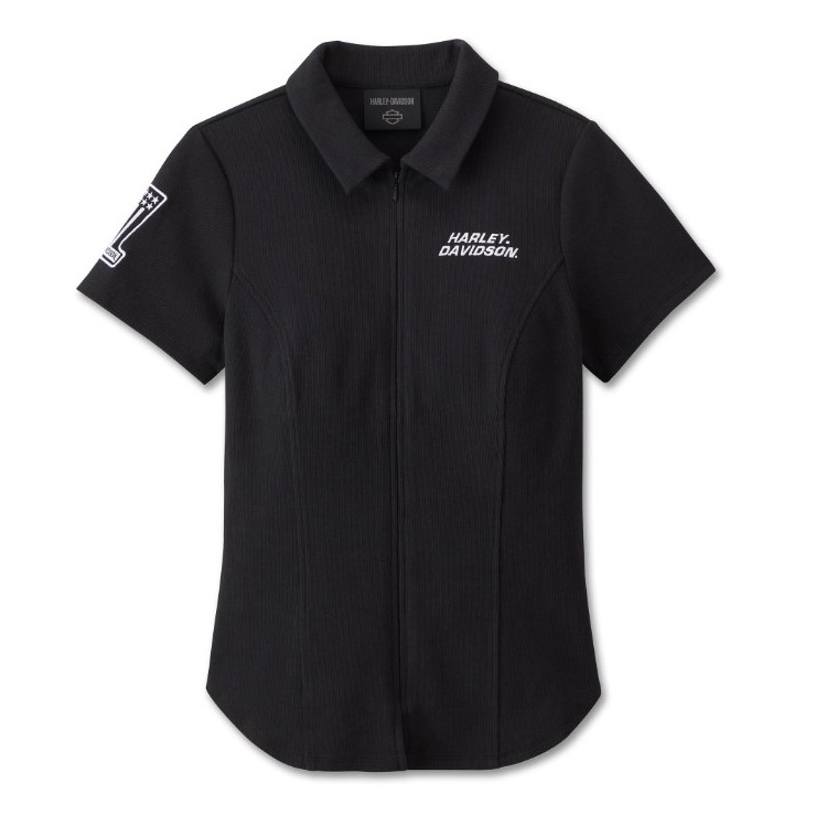 เสื้อโปโลผู้หญิงสีดำซิปหน้าลิขสิทธิ์แท้จาก Harley Davidson 96488-24VW ...