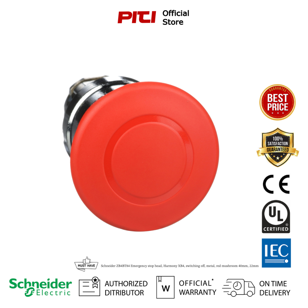 Schneider ZB4BT84 Emergency stop head, switching off, metal, red ...