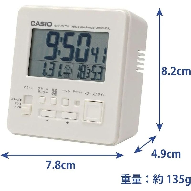 CASIO นาฬิกาปลุก บอกอุณหภูมิ🕒 มีไฟ💡 wave ceptor Thermo &HyGro monitor ...