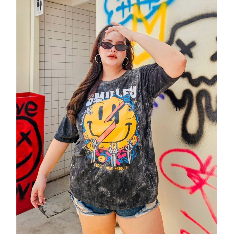 Smiley Bleach T-shirt(อก40“-60”) | Shopee Thailand