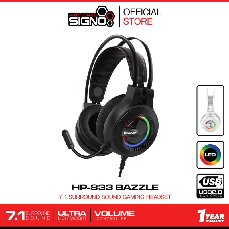 SIGNO HP-833 BAZZLE 7.1 Surround Sound Gaming Headphone หูฟังเกมส์มิ่ง ...