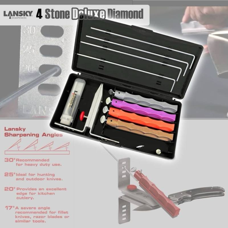 ชุดลับมีดตั้งองศาได้ Lansky 4 Stone Deluxe Diamond (LKDMD) | Shopee ...