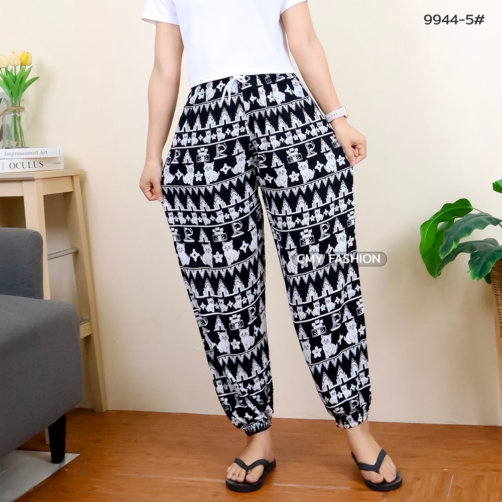 9922# 9944# กางเกง ขายาว งานขาจั้ม พิมพ์ลายแมว/กราฟิก น่ารัก ผ้าสปัน ใส่ได้ทั้งชายและหญิง ...