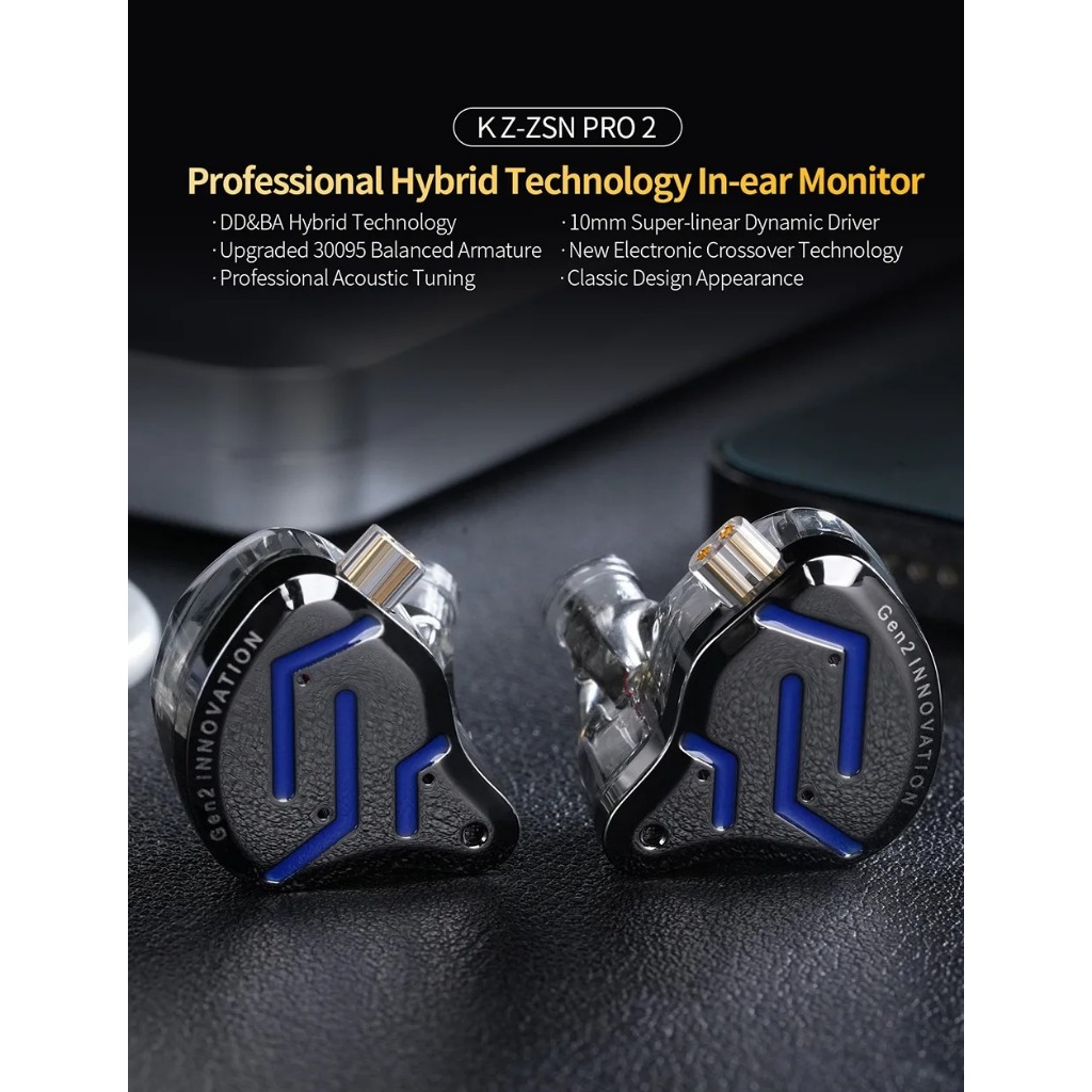 KZ ZSN Pro 2 หูฟังสาย หุฟัง Iems Hybrid 2 ไดรเวอร์ 1BA+1DD รุ่นอัพเกรด ...