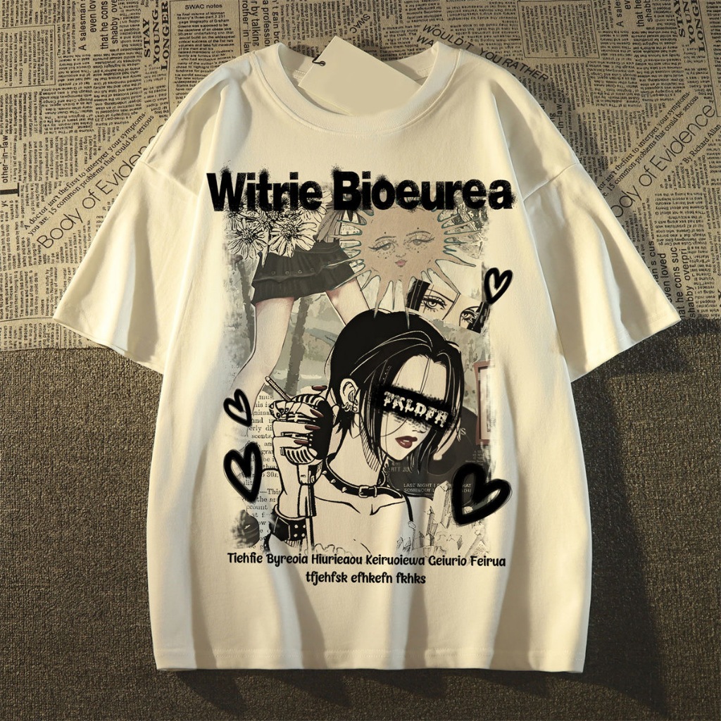 เสื้อยืดคอกลม แขนสั้น พิมพ์ลายการ์ตูน A068 สไตล์สตรีท ลําลอง ทรงหลวม ...