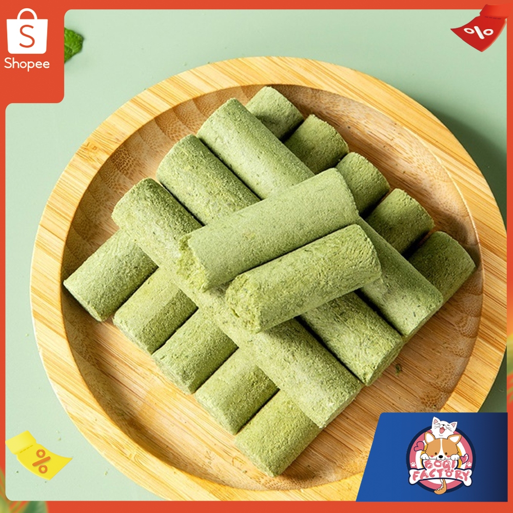 Boqi Factory ขนมหญ้าแมว ผลิตจากต้นอ่อนข้าวสาลี ช่วยขัดฟัน 1 ถุง บรรจุ 10 ชิ้น Catnip Sticks ...