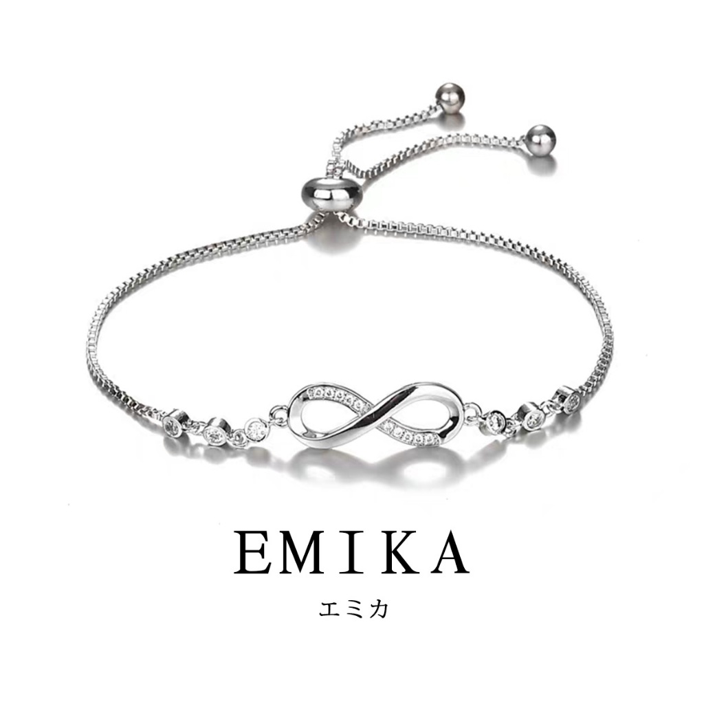 Emika เครื่องประดับที่เรียบง่าย สร้อยข้อมือเงิน925 สร้อยข้อมือสลิง ...